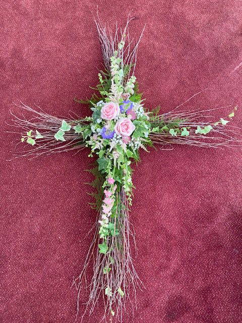 Rustic Birch Cross with Seasonal Natural Spray - BBL design Ecommerce